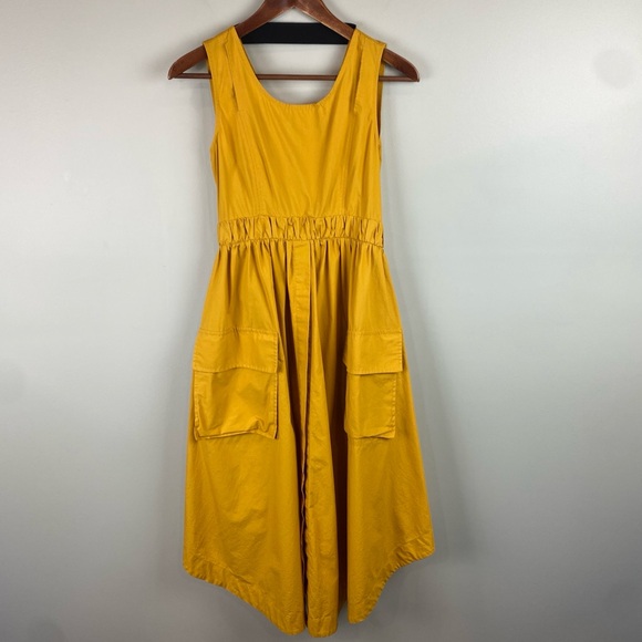 imperial | Dresses | Imperial Yellow Fit And Flare Midi Cotton Dress ...